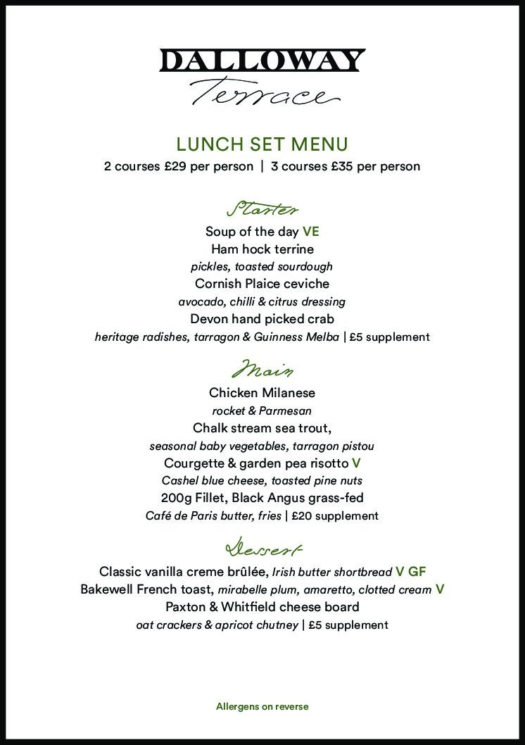 DT Set Lunch Menu June 2024 | Dalloway Terrace